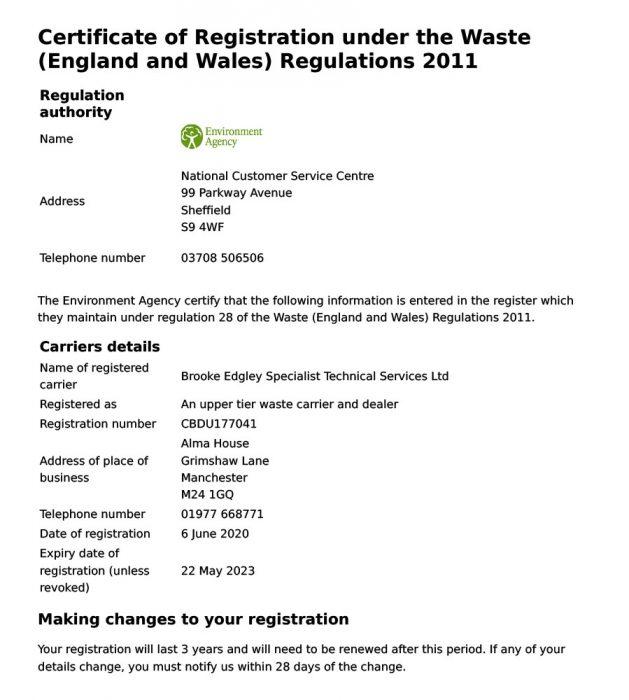 Certificate of Registration under the Waste (England and Wales ...